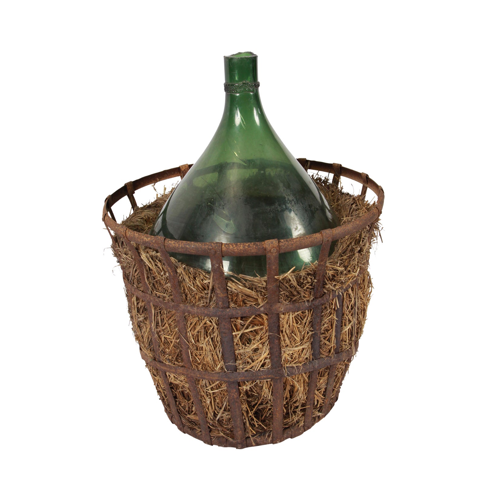 Late 18th Century French Demijohn With Basket | Chairish