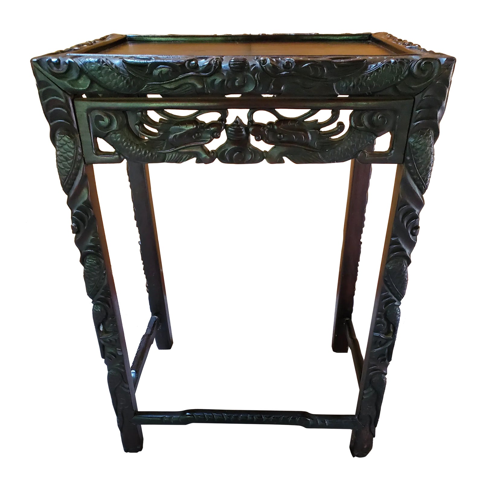 1900s Antique Chinese Carved Dragons Side Table | Chairish