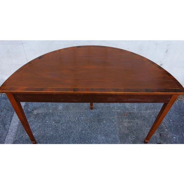 19th C English Sheraton Mahogany Demi-Lune Console Hall Table | Chairish