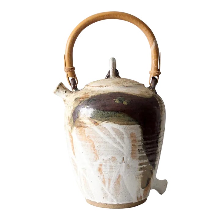 Vintage Greg White Studio Pottery Decorative Tea Pot | Chairish