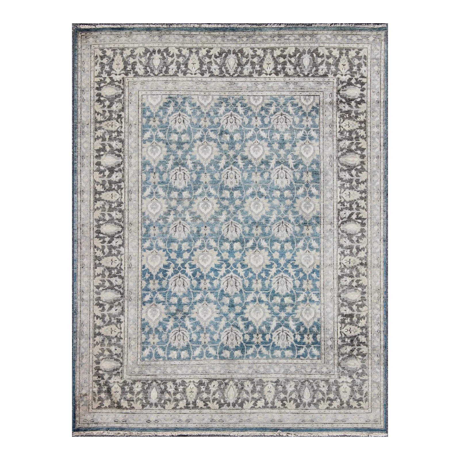 Tabriz Rug With All-Over Design in Blue, Gray and Brown by Keivan Woven ...