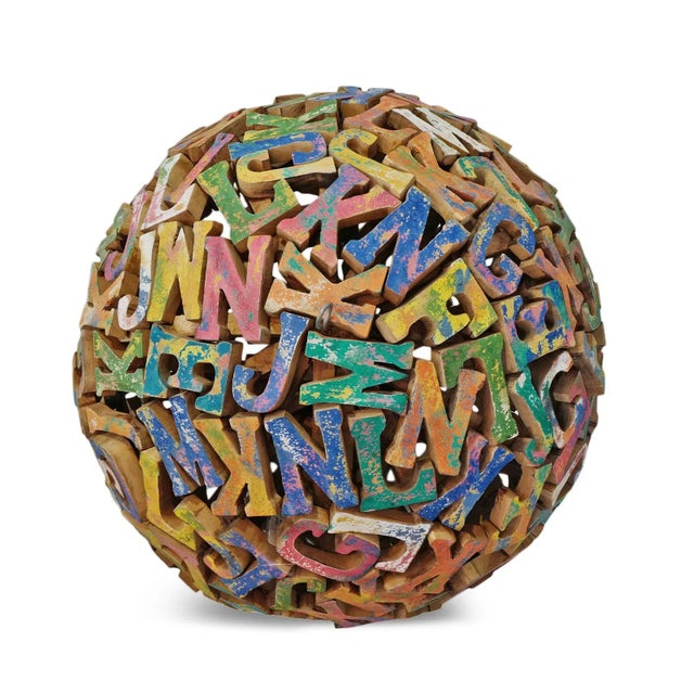 Large Wood Alphabet Ball | Chairish