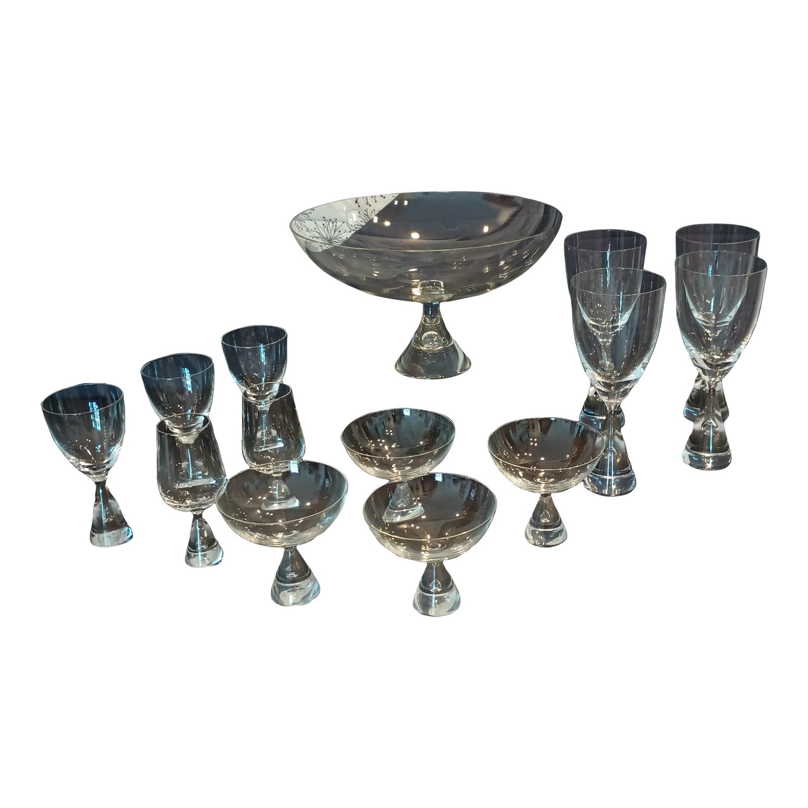 1950s Bent Severin for Holmegaard Crystal Princess Glassware Set- 14 ...