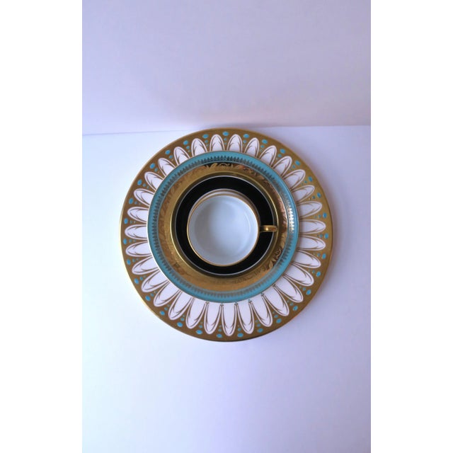 English Porcelain Dinner Plate Blue and Gold Royal Crown Chelsea | Chairish