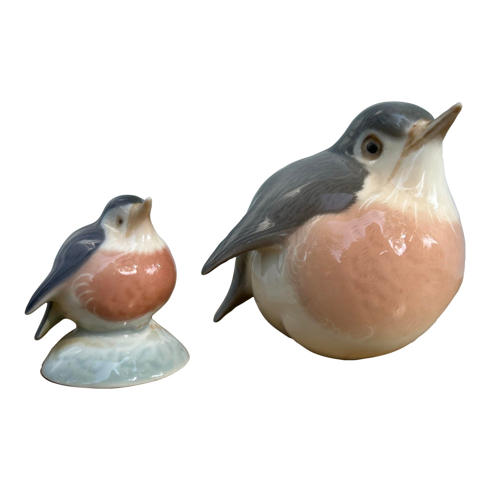 Late 20th Century Royal Copenhagen Ceramic Robins- a Pair | Chairish