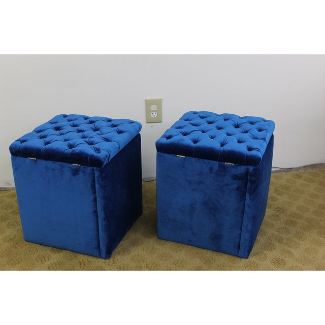 Mid Century Modern Small Storage Stools -- A Pair | Chairish