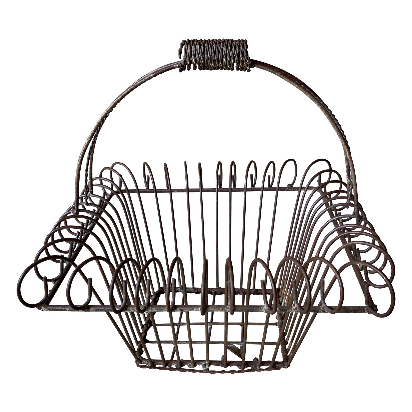 Mid-20th Century Rustic Chic Steel Rod & Wirework Garden Planter Basket ...