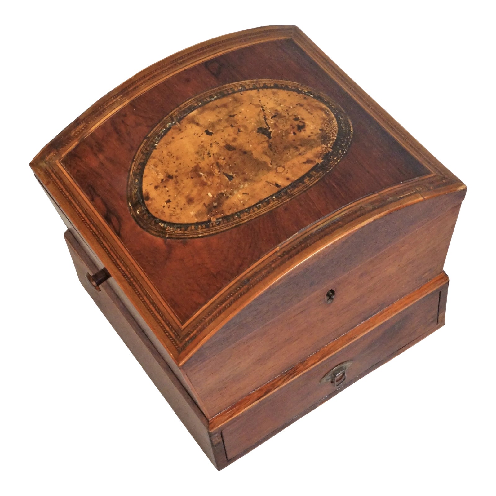 Circa 1820 English Georgian Style Mahogany and Satinwood Casket | Chairish
