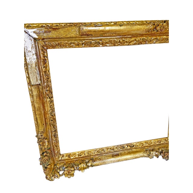 Antique French 1769's Gold Frame Regency Carved Wood Gilded Flowers ...