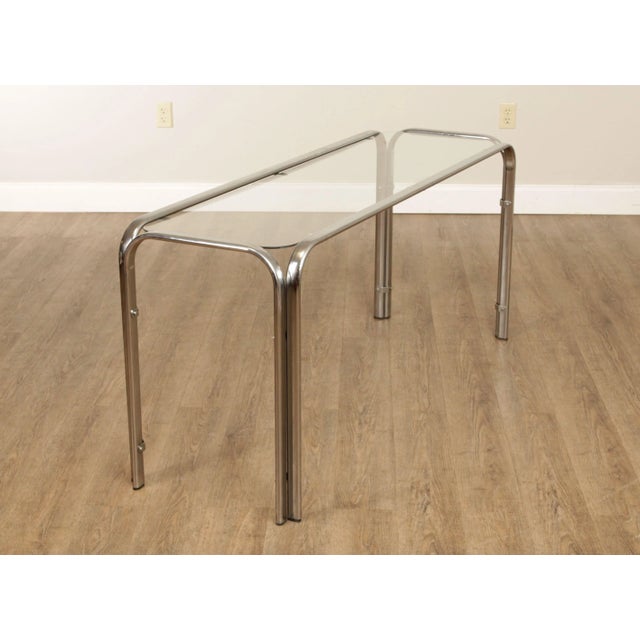Mid Century Modern Tubular Chrome Glass Console or Sofa Table | Chairish