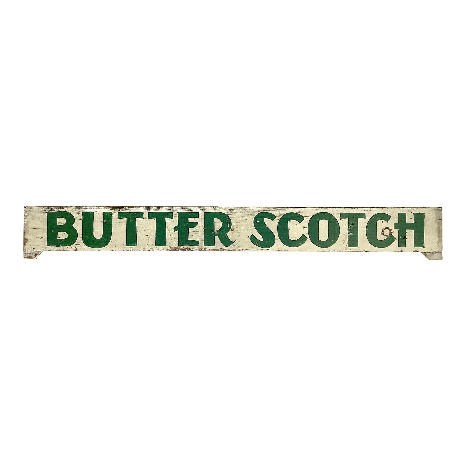 Vintage Wood Green/White Two Sided Butterscotch Sign | Chairish