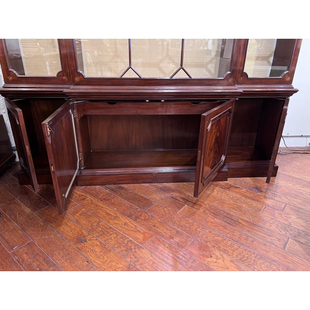 Baker Furniture George III Style Two Piece Breakfront Bookcase | Chairish