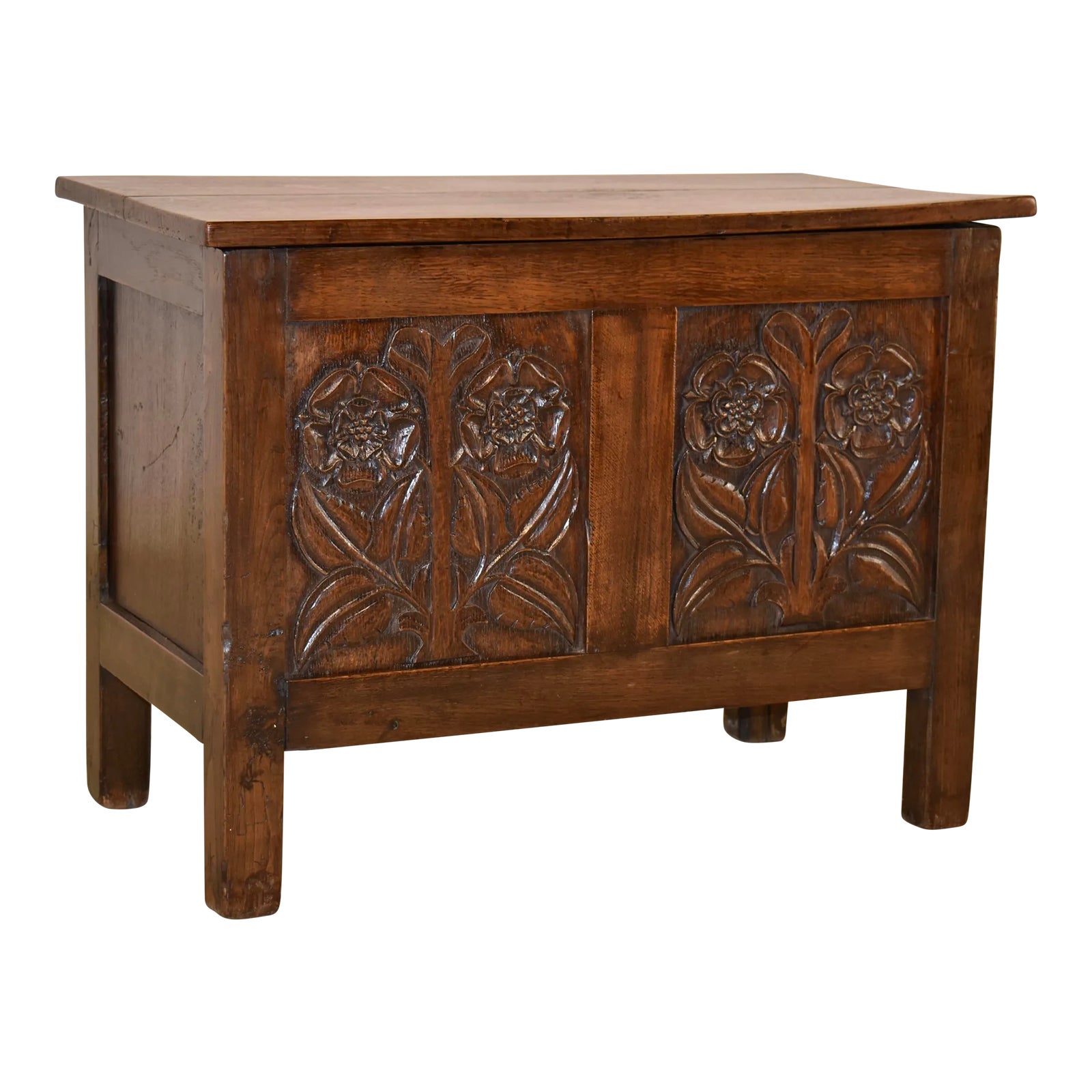 Edwardian Oak Hand Carved Coffer, Circa 1900 | Chairish