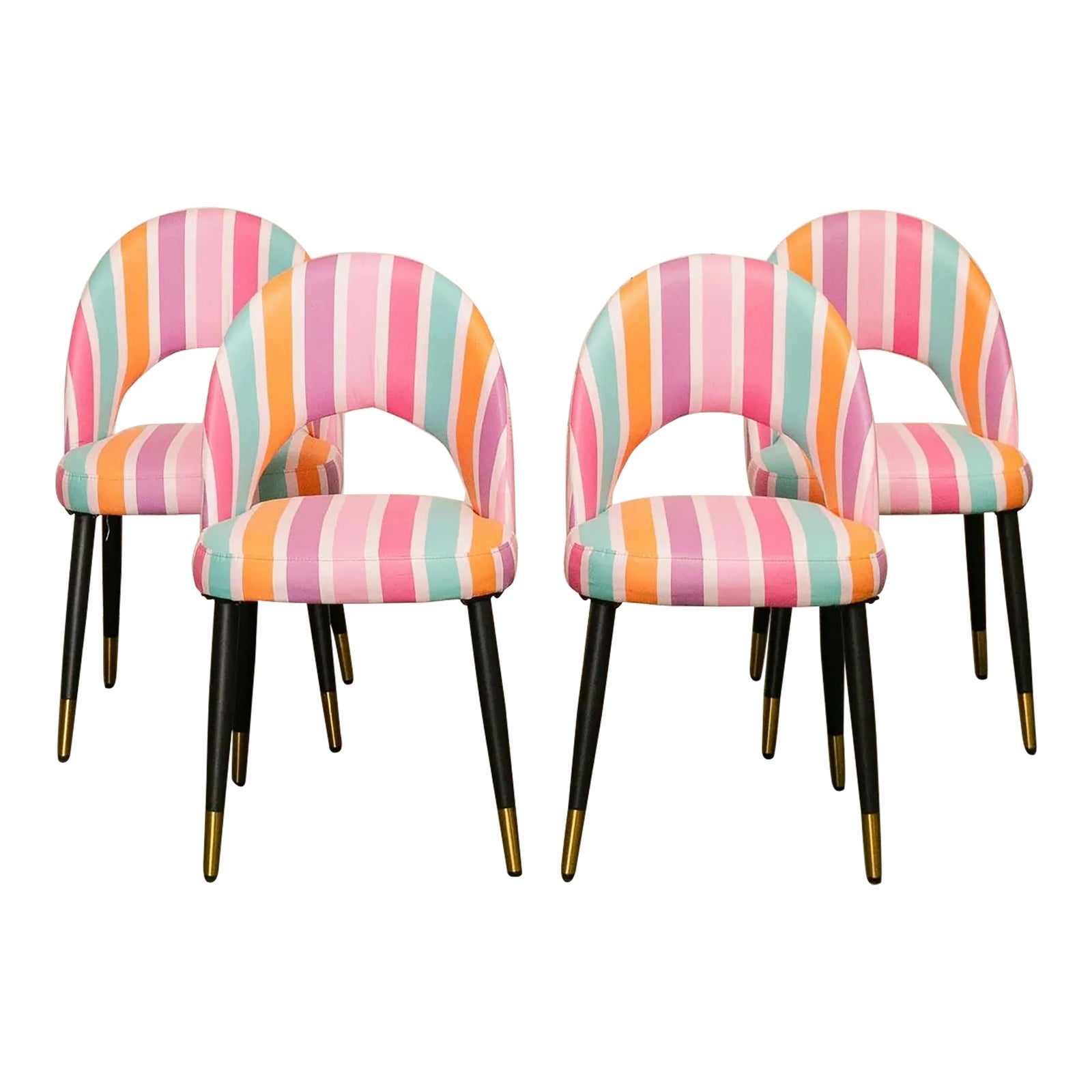 Striped Dining Chairs- Set of 4 | Chairish