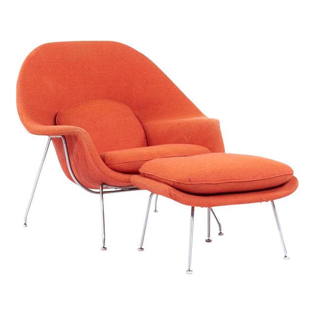Florence Knoll Mid Century Womb Chair With Ottoman | Chairish