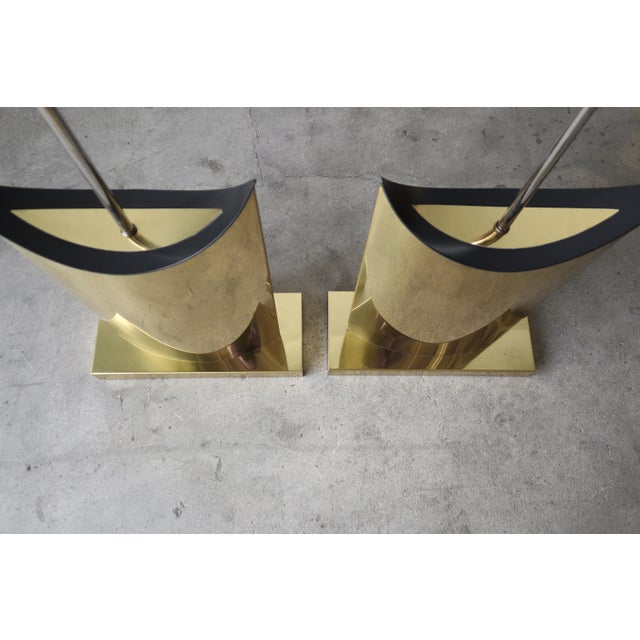 Monumental Pair of Brass Table Lamps by Curtis Jere | Chairish