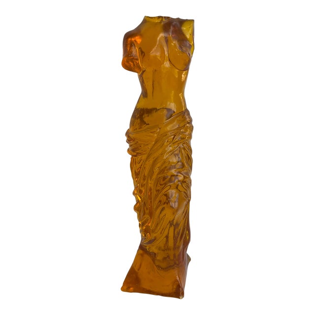 Vintage Mid-Century Modern Amber Resin Headless Goddess Statue | Chairish