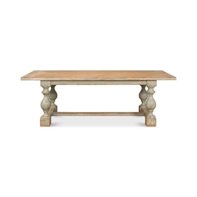 Country Antique Sage Dining Table | Chairish