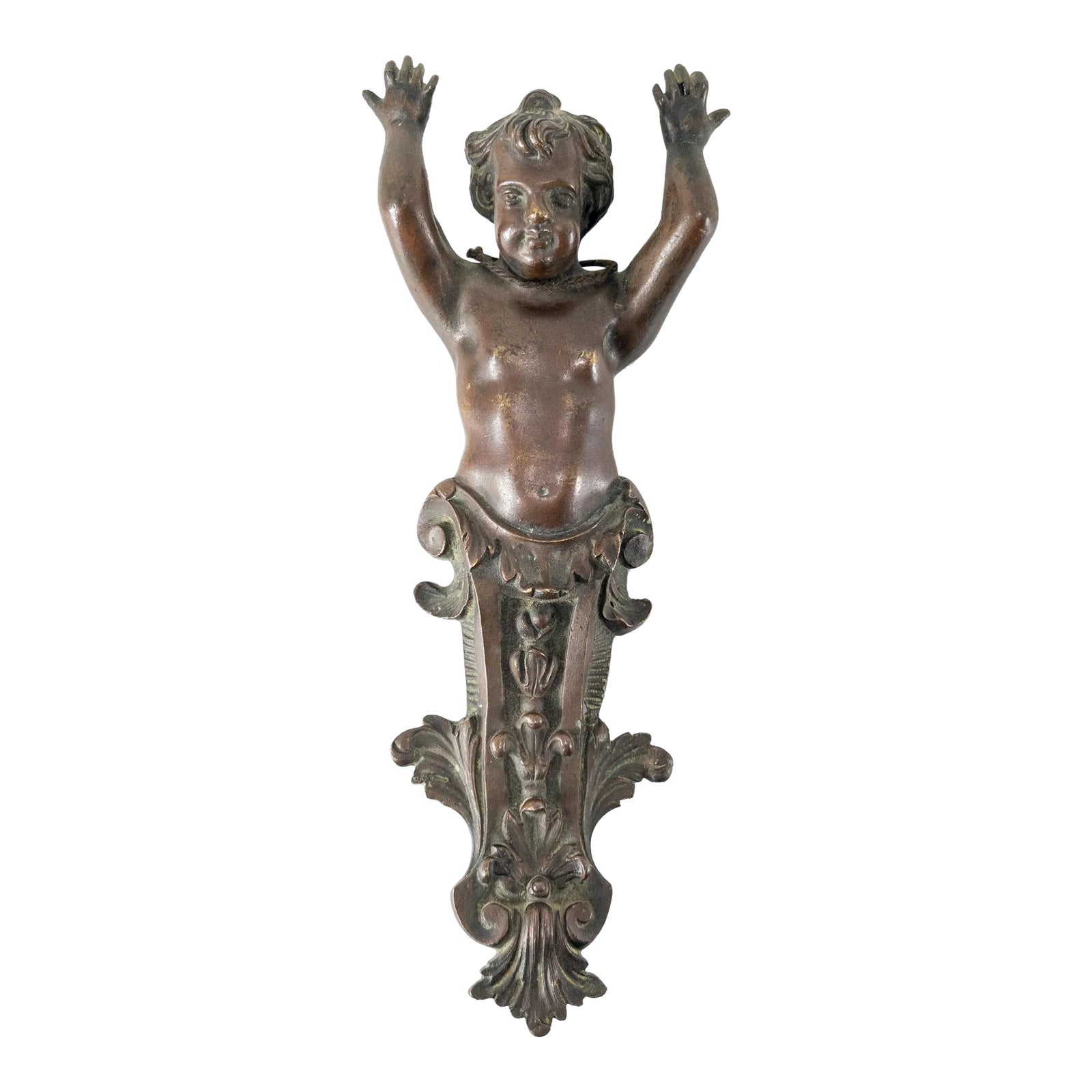 Renaissance Baroque Style Bronze Caryatid Putti Figure | Chairish