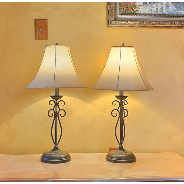 21st Century Wrought Iron Table Lamps - a Pair | Chairish