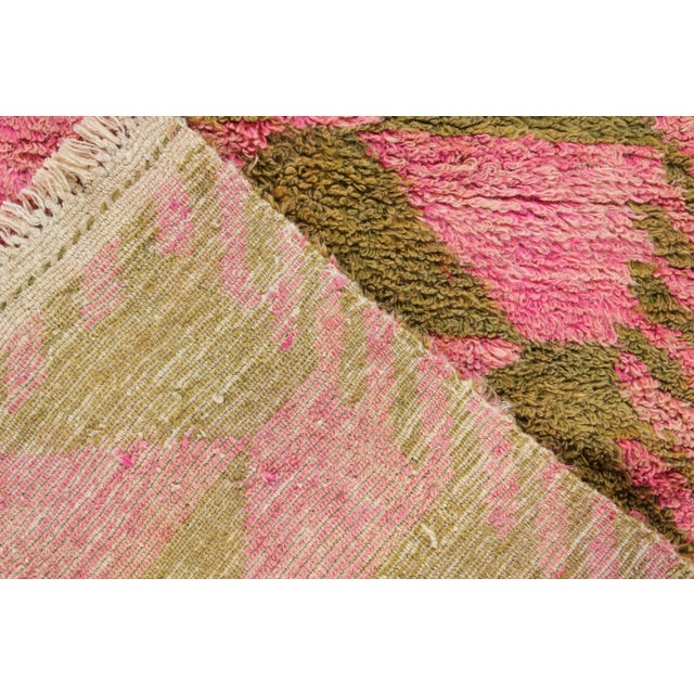 Vintage Tulu Shag Rug in Mustard & Pink Geometric Pattern | Chairish