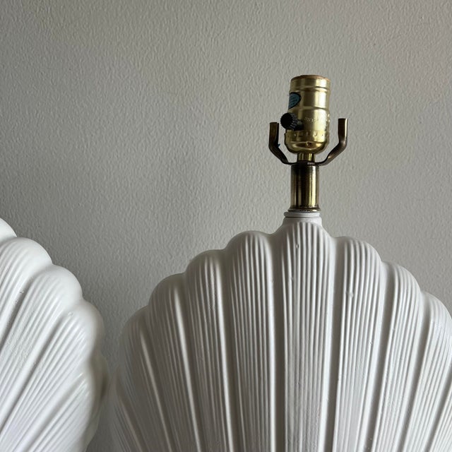 Vintage Plaster Seashell Scallop Lamps - a Pair | Chairish