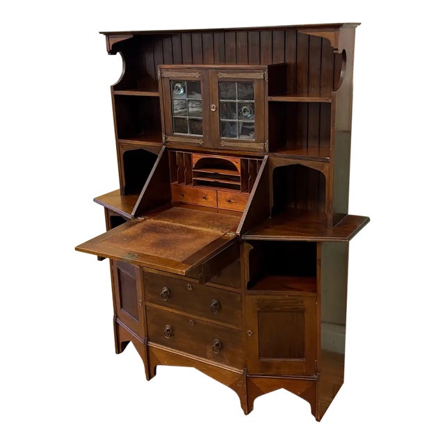 19th Century Antique Writing Secretary Cabinet | Chairish