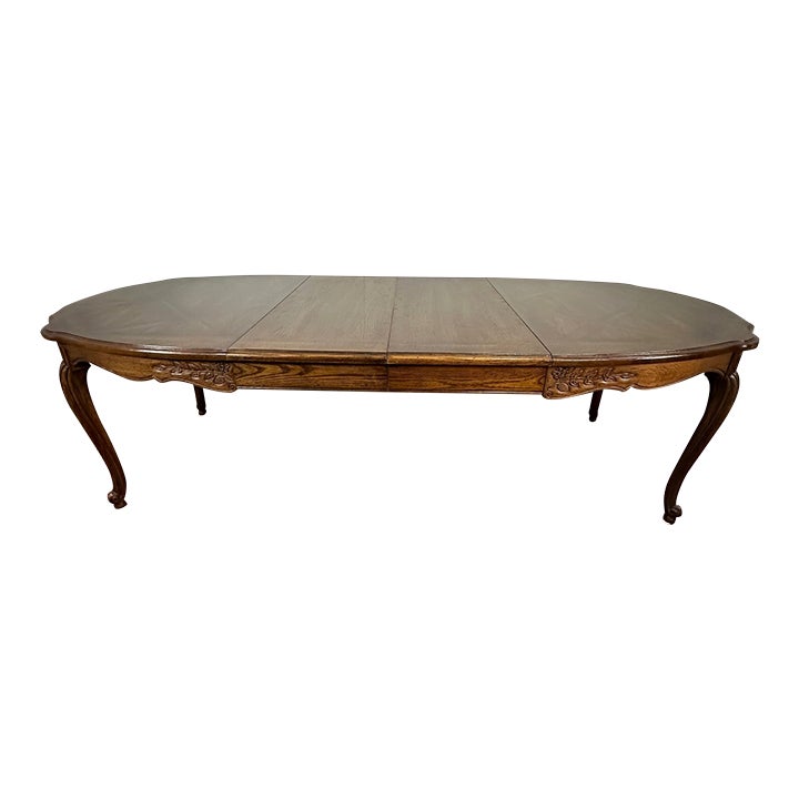 1990s Timeless Criss Cross Inlaid Dining Room Table With Three Leaves ...