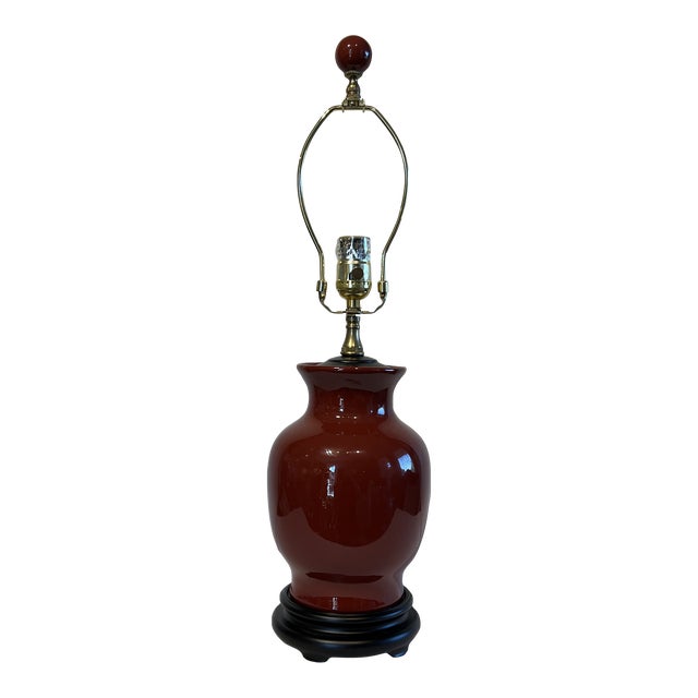 Red Porcelain Lamp | Chairish