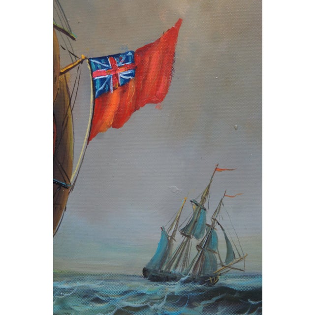 Vintage British Baroque Nautical Maritime Ship Galleon Seascape Oil ...