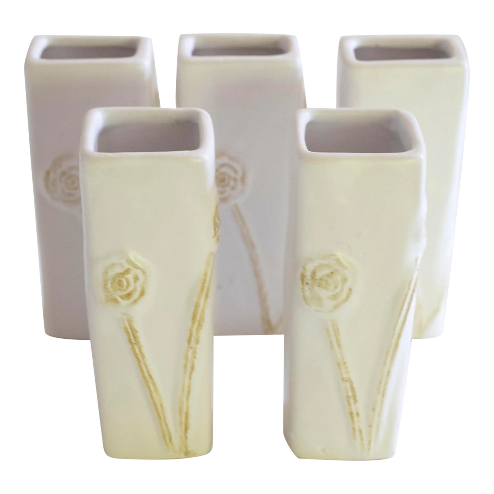 Vintage Ceramic Pottery Bud Vases--Set of 5 | Chairish