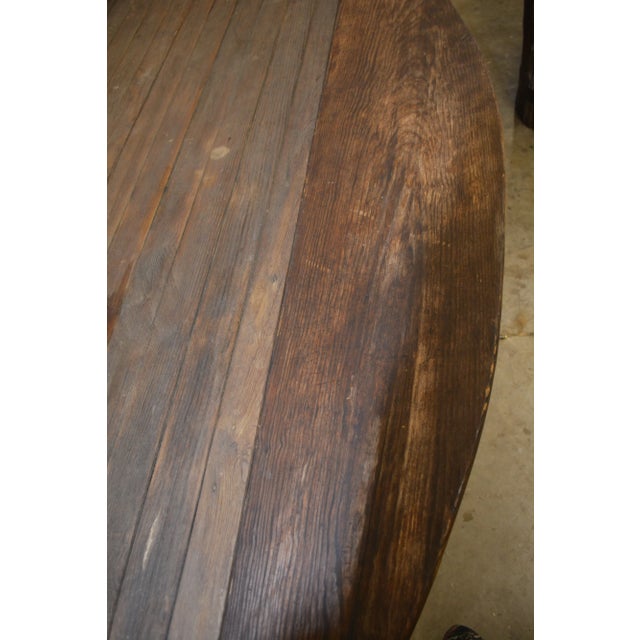 1930s Vintage Wooden Slat Top Long Dining Table Drop Leaves Added Iron ...