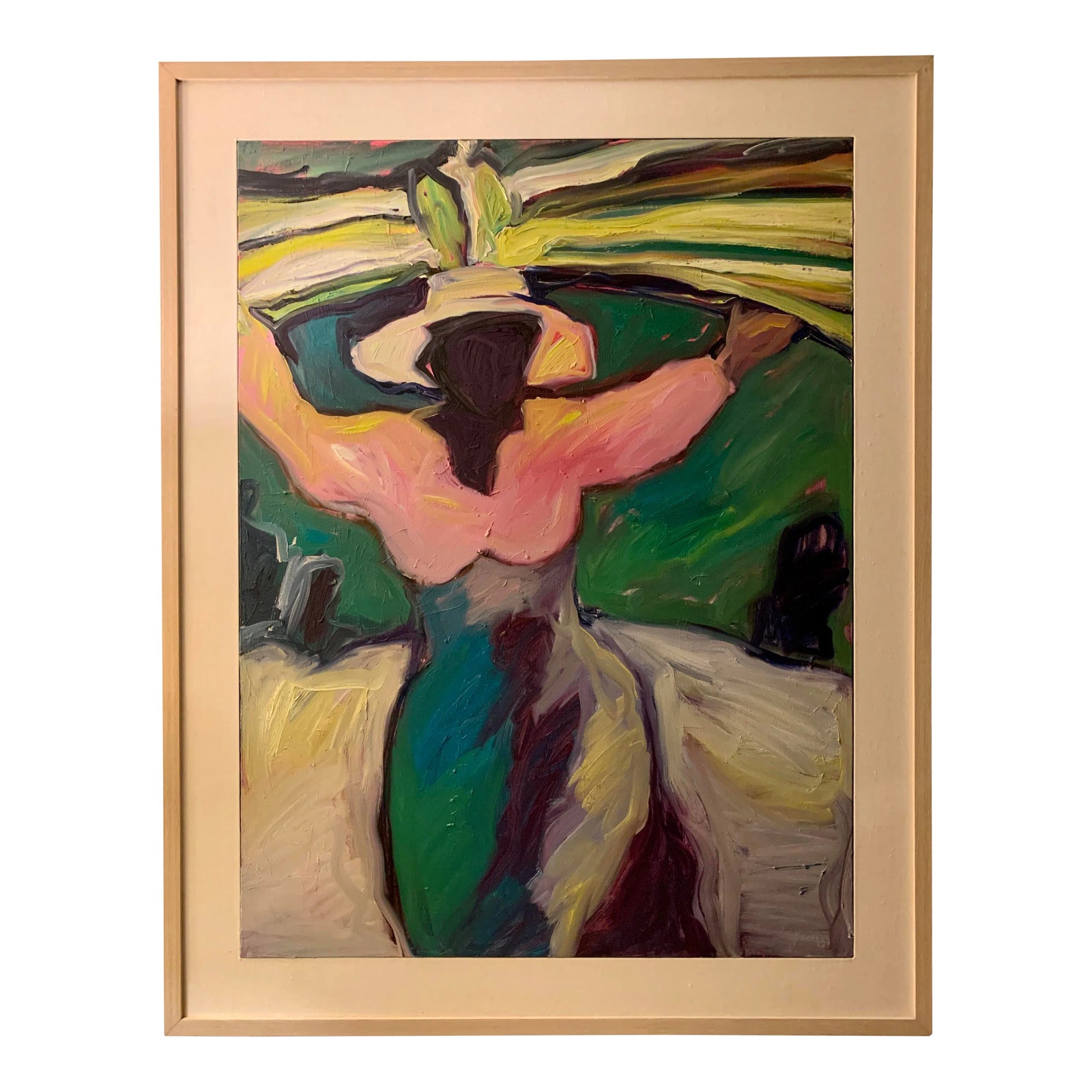 Vintage Jill Logan Abstract Expressionist Painting on Canvas | Chairish