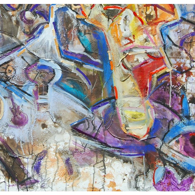 Abstract Mixed Media Painting 'Dada Lovecats' by Texas Artist Jason ...