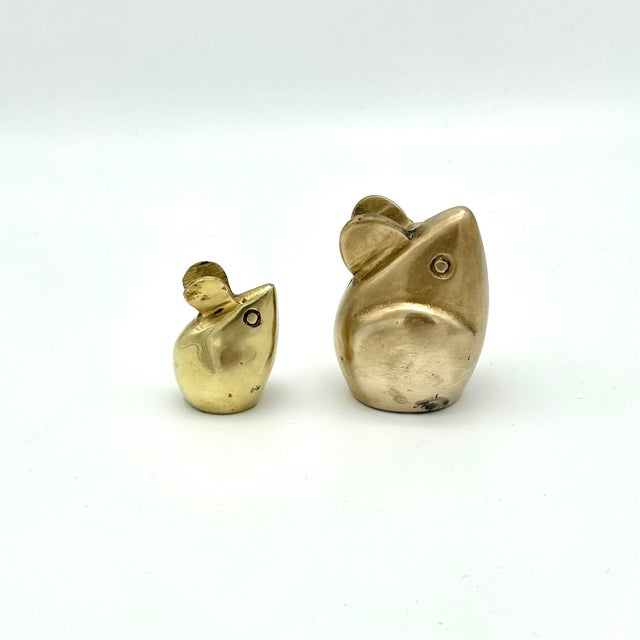 Mid-Century 20th Vintage Solid Brass Mouse Paperweights- a Pair | Chairish