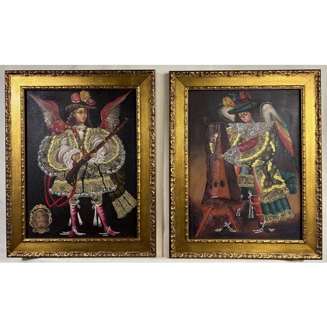Late 18th Century Antique Pair of Spanish Colonial School Figurative ...