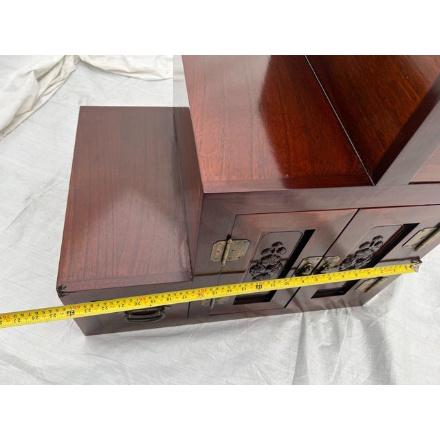 1980s Vintage Tansu Stair Step Chest Two Pass Through Drawers Double ...