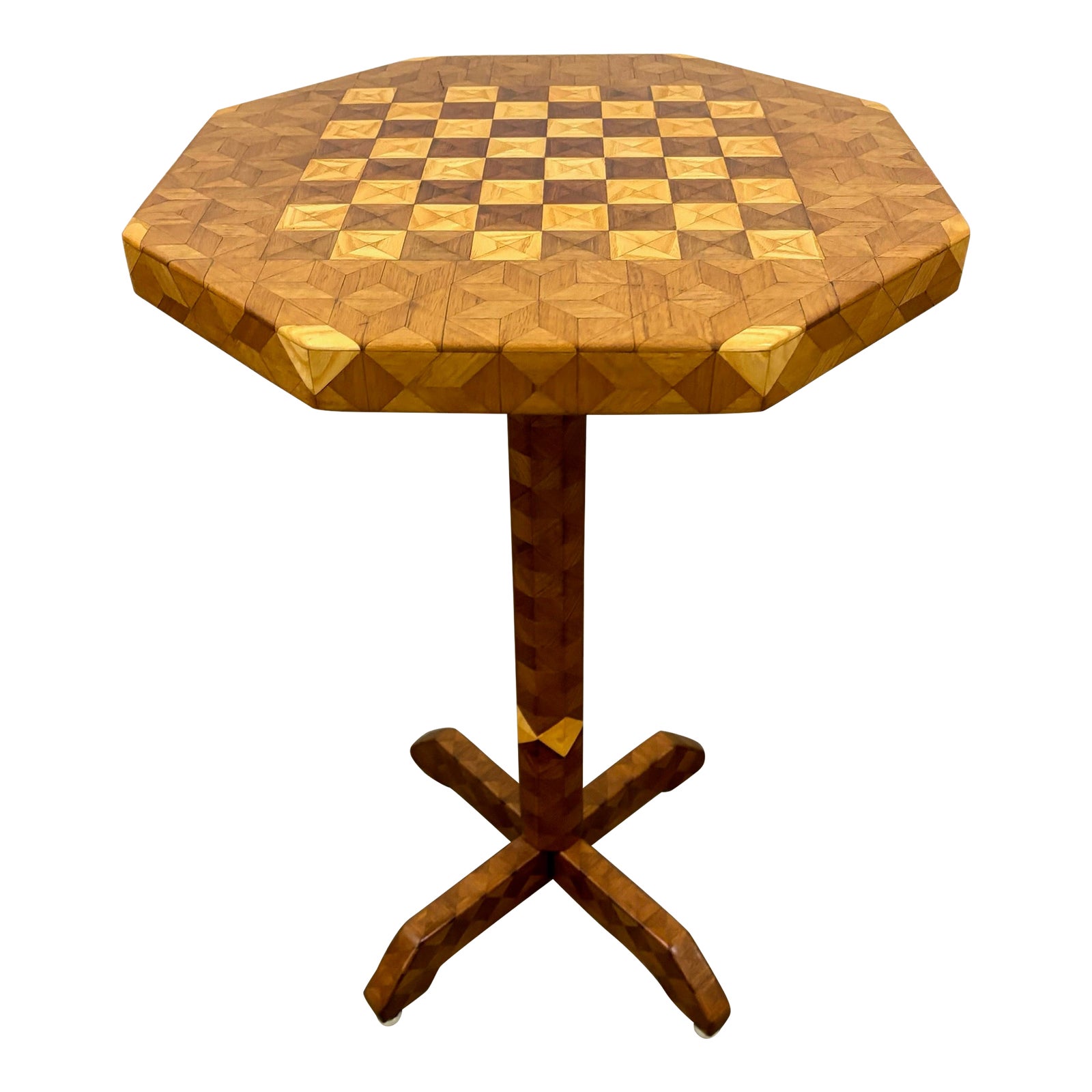 Vintage Victorian William IV Style Marquetry Pedestal Checkers Chess ...