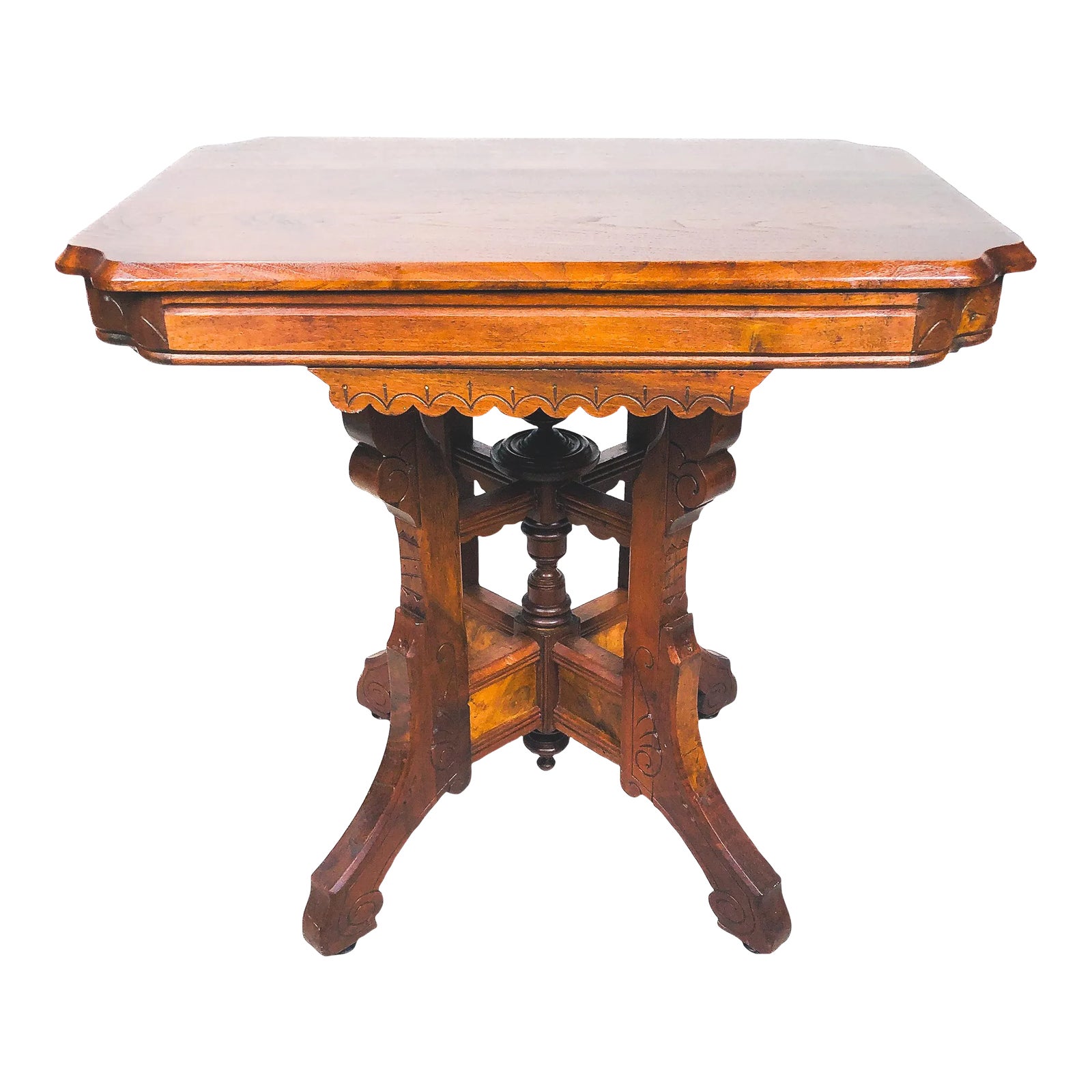 Antique Eastlake Mahogany & Walnut Parlor Table C.1890 | Chairish