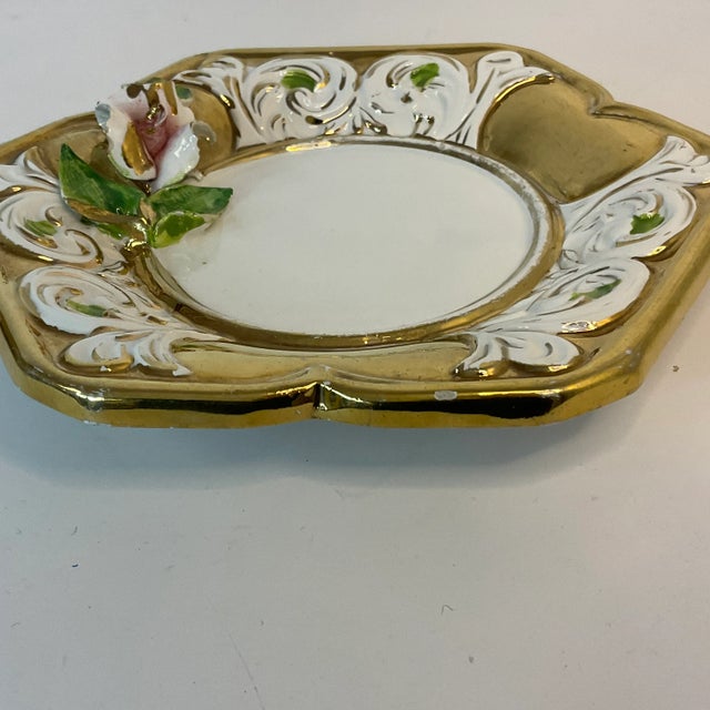 1950s Hollywood Regency Italian Majolica Bon Bon Plate With Trompe L ...