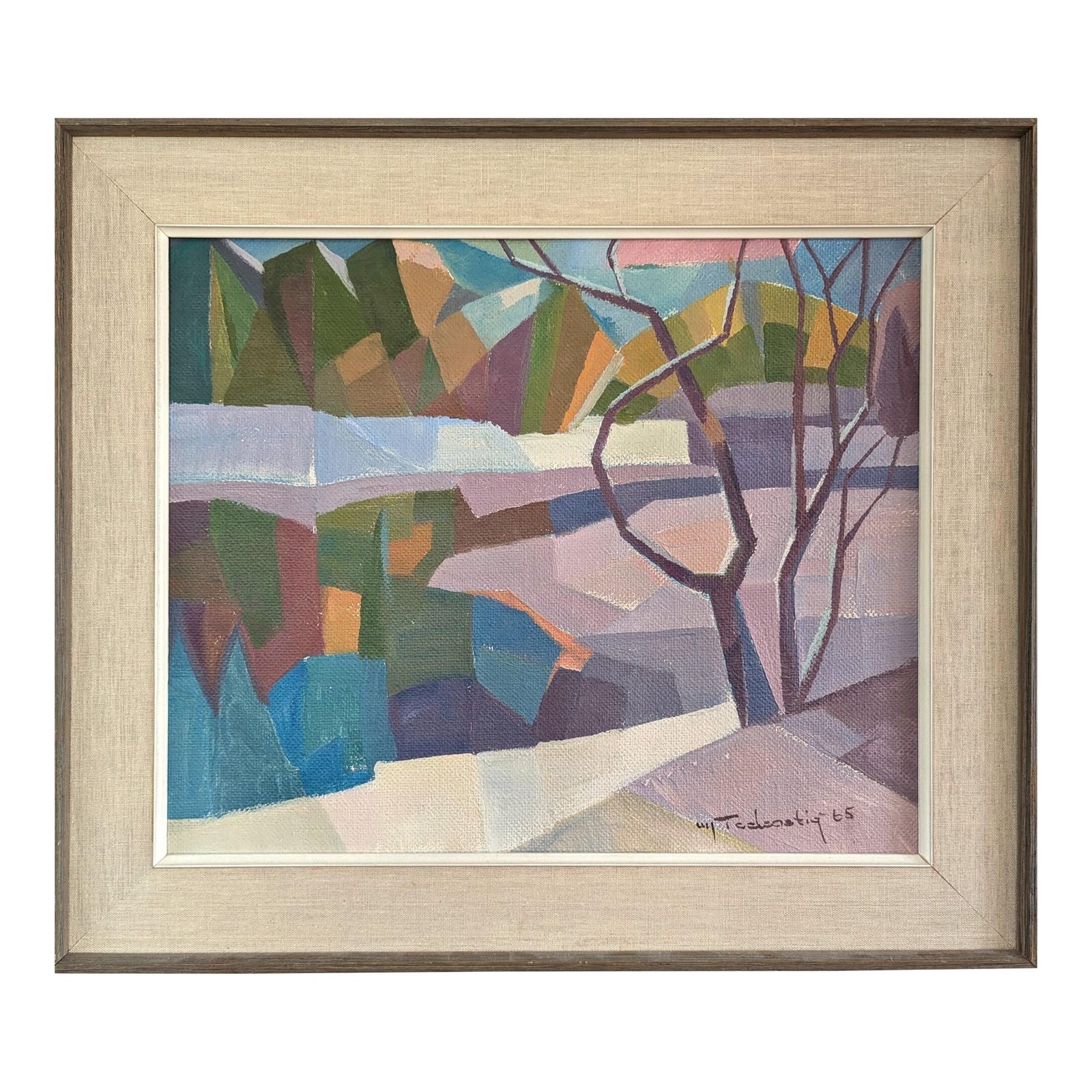 1965 Mid-Century Modern 'Cubist Forest' Swedish Original Geometric ...
