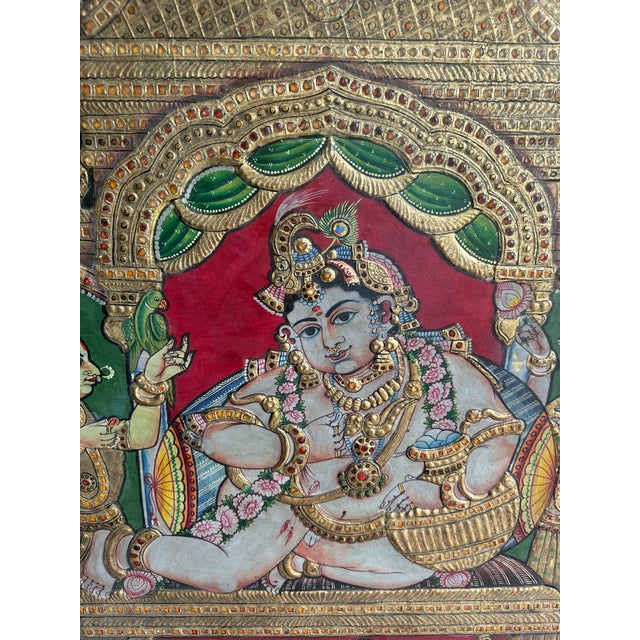 1950s Mid Century Tanjore Painting Krishna South India Indian Gold ...