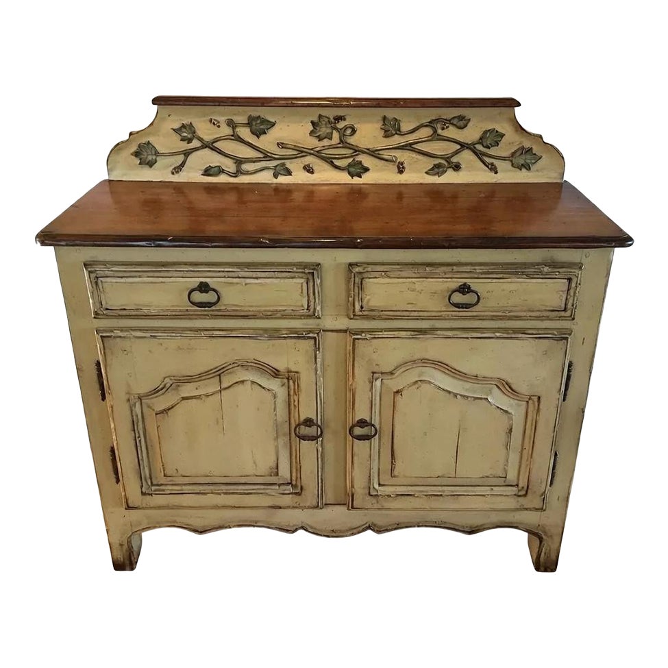 Vintage Woodland Furniture French Provincial Distressed Painted Buffet ...