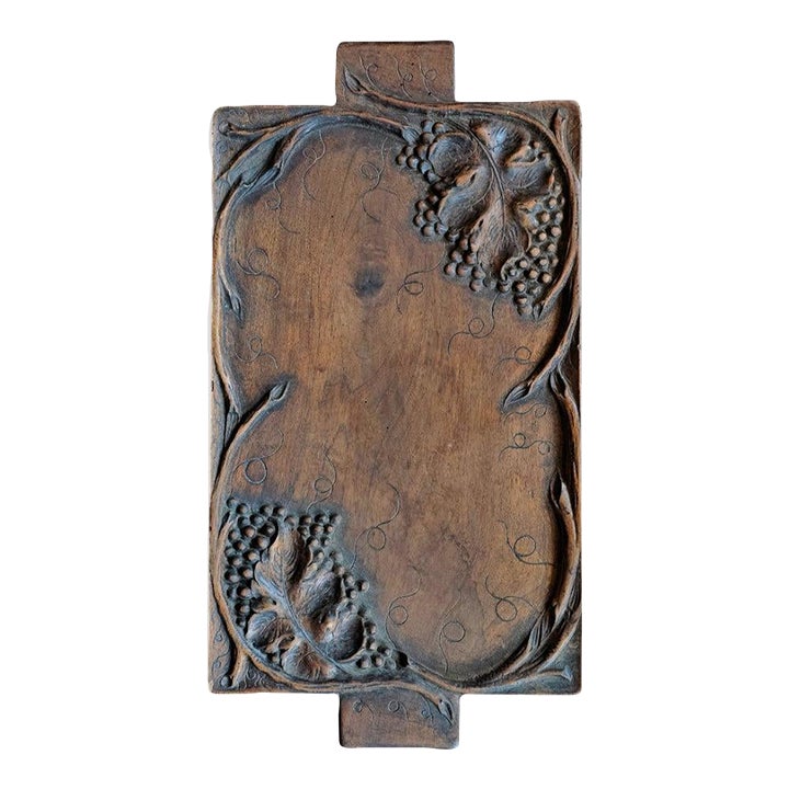 20th Century French Carved Grapevine Walnut Tray | Chairish