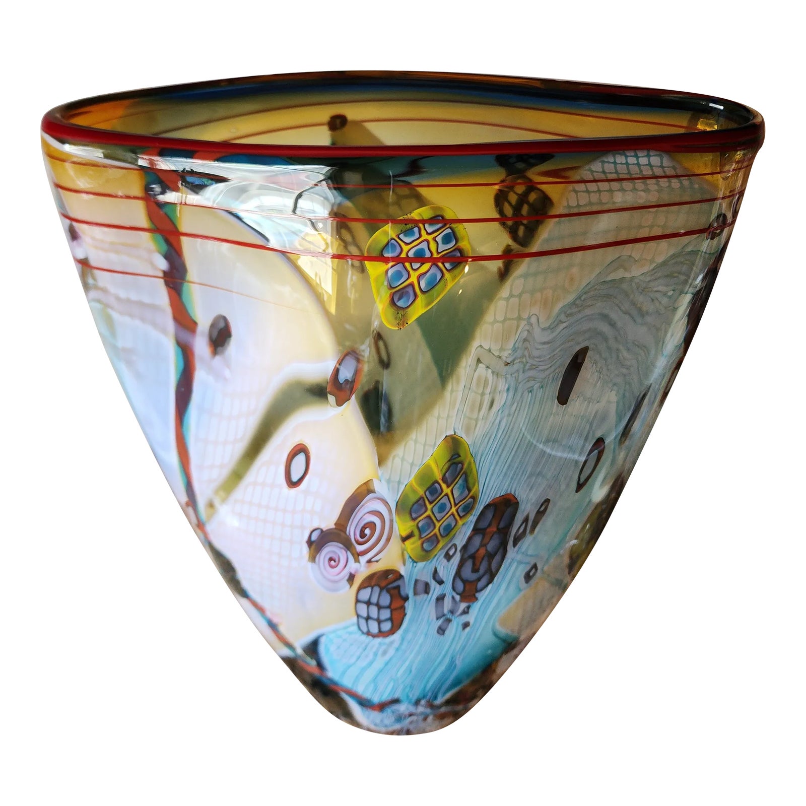 Late 20th Century Wes Hunting Signed Colorforms Art Glass Vase | Chairish