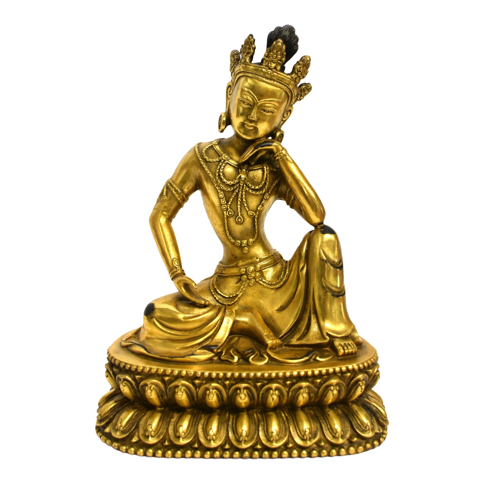 Early 20th Century Gilt Bronze Tibean Water Moon Guan Yin ...