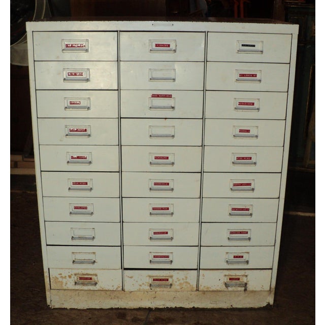 Mid 20th Century Vintage Industrial Multi Drawer Metal Cabinet | Chairish