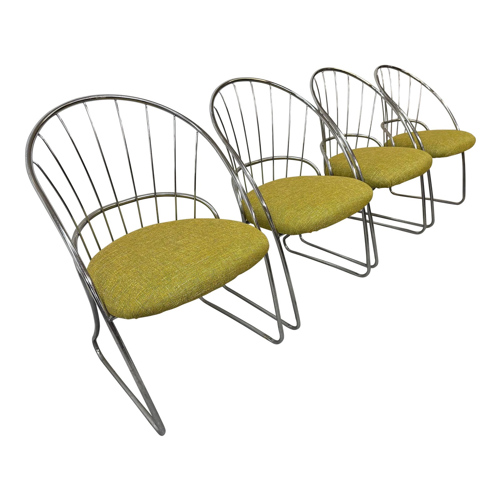 Mid-Century Modern Chrome Tubular Dining Chairs - Set of 4 | Chairish