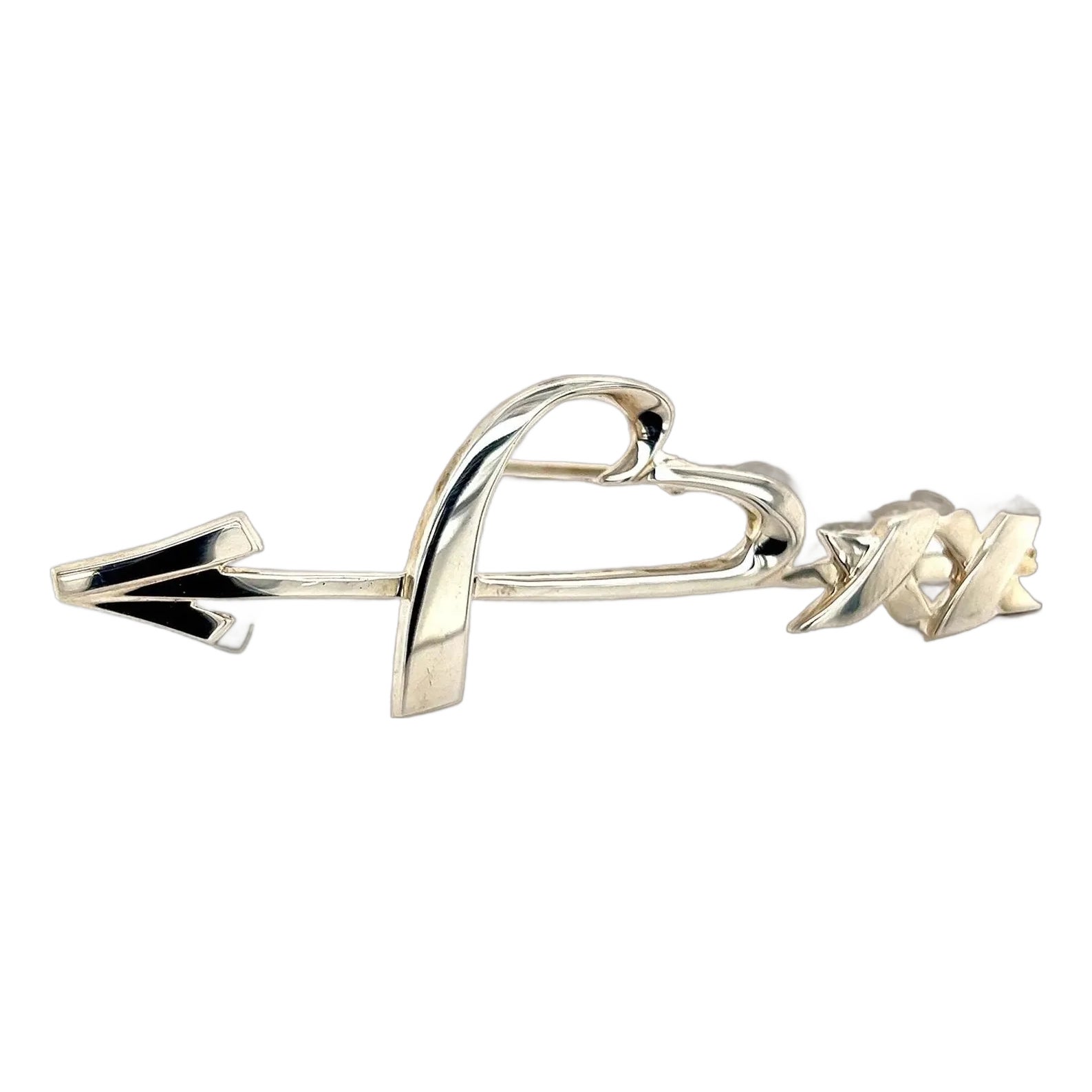 1990s Tiffany & Co Estate Heart & Arrow Brooch Silver By Paloma Picasso ...