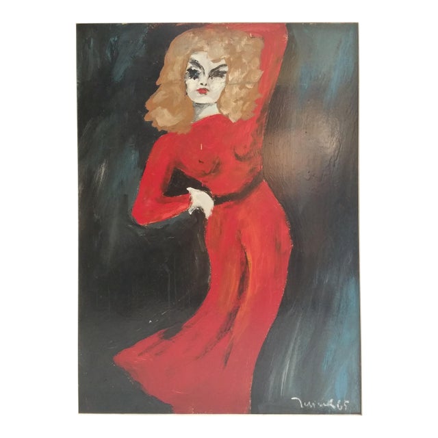 1960s Blonde Vamping in a Red Dress by Harry Jelinek (1905–1986) | Chairish